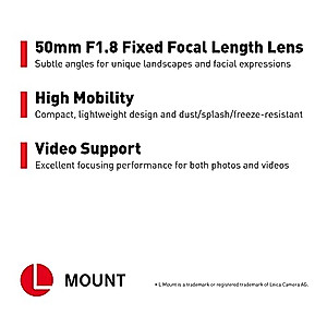 Panasonic LUMIX S Series Camera Lens, 50mm F1.8 L-Mount Interchangeable Lens for Mirrorless Full Frame Digital Cameras, S-S50