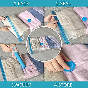 Vacuum Storage Bags, 10 Jumbo Space Saver Bags Vacuum Seal Bags with Pump, Space Bags, Vacuum Sealer Bags for Clothes, Comforters, Blankets, Bedding