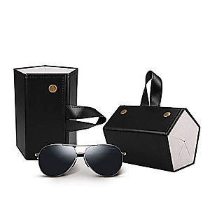 SMARTTOP 5-Slot Travel Sunglasses Organizer Collector - PU Eyeglasses Storage Case Box -Multiple Hanging Eyewear Holder Display