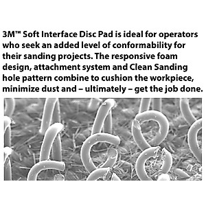 3M Clean Sanding Soft Interface Disc Pad, 44 Holes - Disc Backup Pad for Vacuum Sander - Hook and Loop Attachment - 5" x .5" - 28321