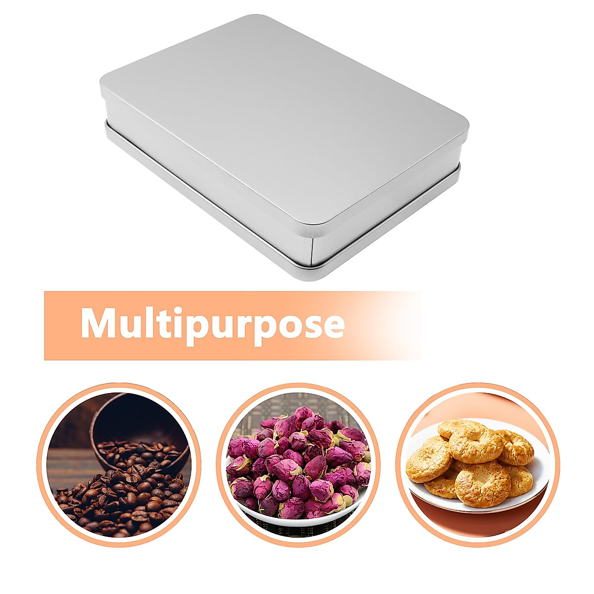 Ulifestar Metal Empty Boxes, Tin Boxes with Lid,Small Silver Tin Boxes,Stackable Organizer Containers,4PCS Storage Tin for Home Outdoor Active Storage Containers