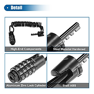 uxcell Adjustable Bike Chain Lock with 4 Digit Bike Lock Cable Anti Theft Bicycle Chain Lock Long Security Resettable Bike Cable Lock for Bike Bicycle