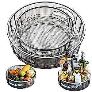 IAXSEE 2 Sizes Lazy Susan Turntable Spinning Spice Rack Organizers Multifunctional Round Clear Rotating Cosmetic Containers, for Cabinet Countertop Pantry Fridge Bathroom (Grey)