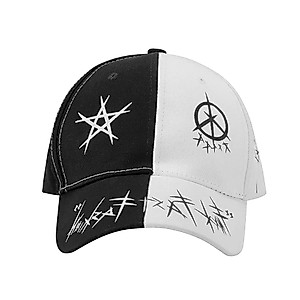 Slvoefi Unisex Graffiti Baseball Cap，Dad Hats，Hip Hop Style Trucker Hat,Black White Fashion Hat for Men's Women Adjustable Baseball Caps (Black and White)