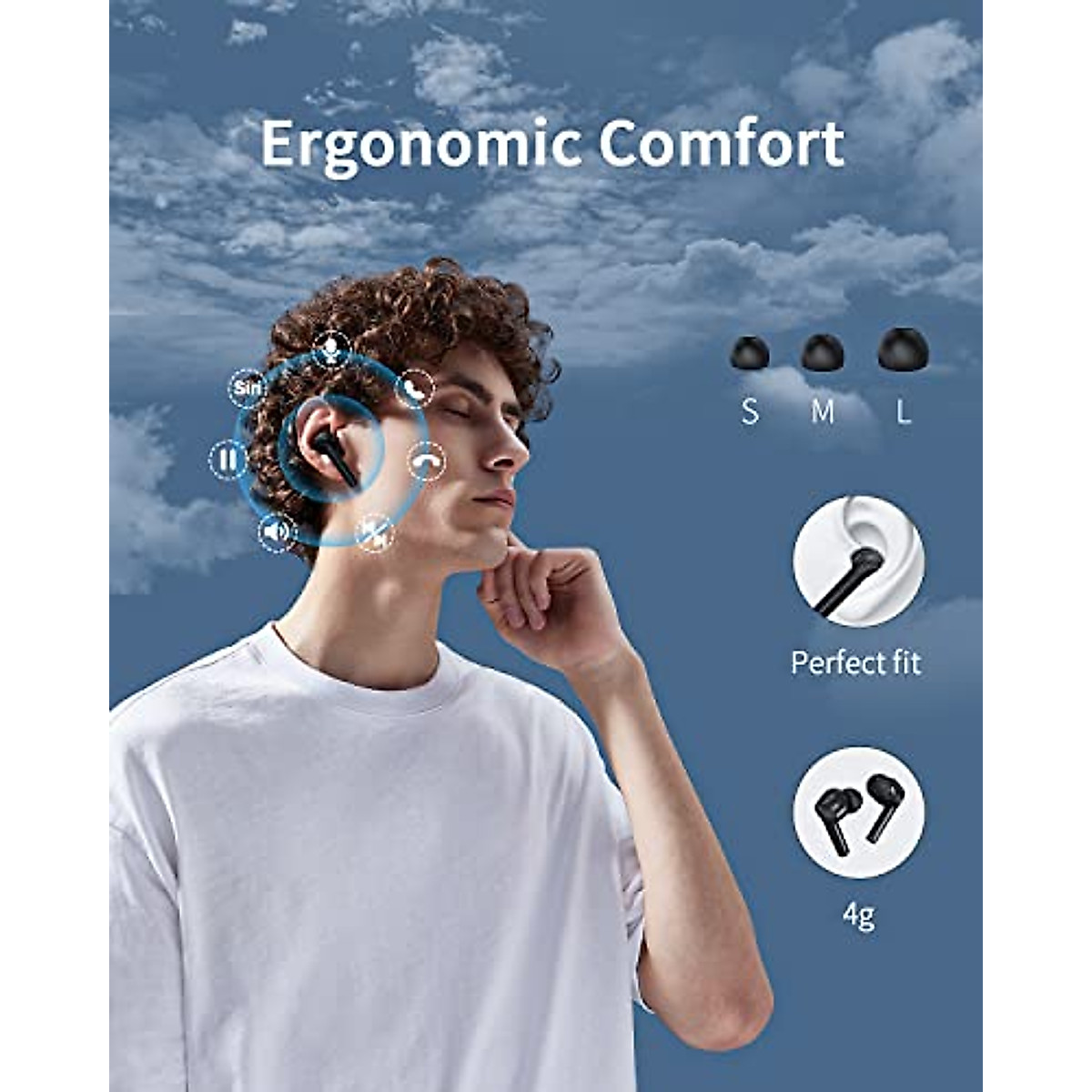 Wireless Earbuds Bluetooth 5.3 Headphones HiFi Stereo Wireless Headphones with 4 ENC Noise Clear Canceling Mic Wireless Headset with LED Display Charging Case 42H Playtime Touch Control IP7 Waterproof