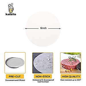 Katbite 6 Inch 200Pcs Parchment Paper Rounds, Round Baking Sheets Paper, Uses for Cake Baking, Patty Separating, Tortilla Wrapping