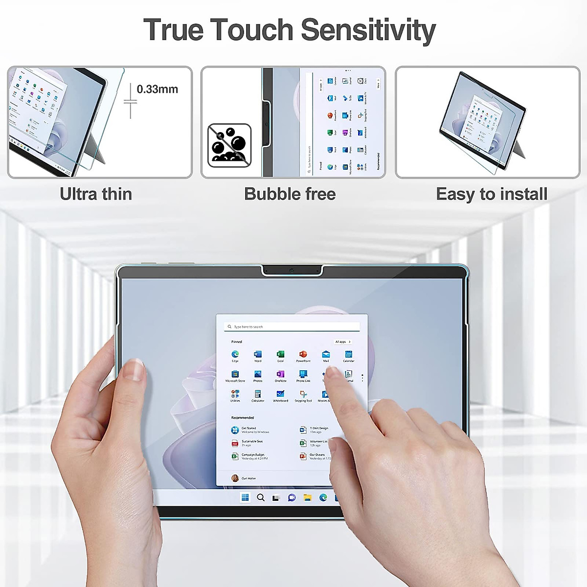 ProCase 2 Pack Screen Protector for Surface Pro 11/10/9 13 inch; Tempered Glass Screen Film Guard for 13.0 inch Microsoft Surface Pro 2024 2022 Release