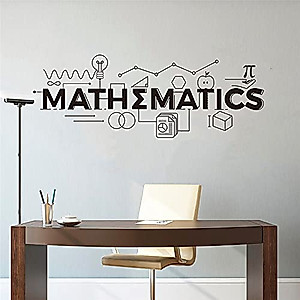 17x44 inch Children Room Mathematics Sign Wall Stickers Math Education Vinyl Decals School Classroom Decoration Motivational Poster Wall Murals HQ951 (Black)