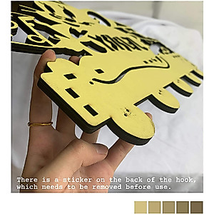 Dinosaur Theme Park World ，Hat Rack Key Hook Coat Hook Towel Holder, with 5 Metal Hooks, Clothes Hook, Kitchen Shelf, Wooden Storage Shelf,Black,16 Inch, 11 Lbs