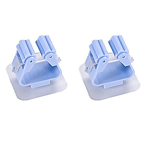 QWEQWE Broom Mop Wall Mount Holder Self Adhesive Tape, Brush Broom Gripper Holds, Storage Racks & Organization for Your Home, Kitchen Pan, Garage Bathroom Garden Tool Rack No Drilling 2 Pack-Blue