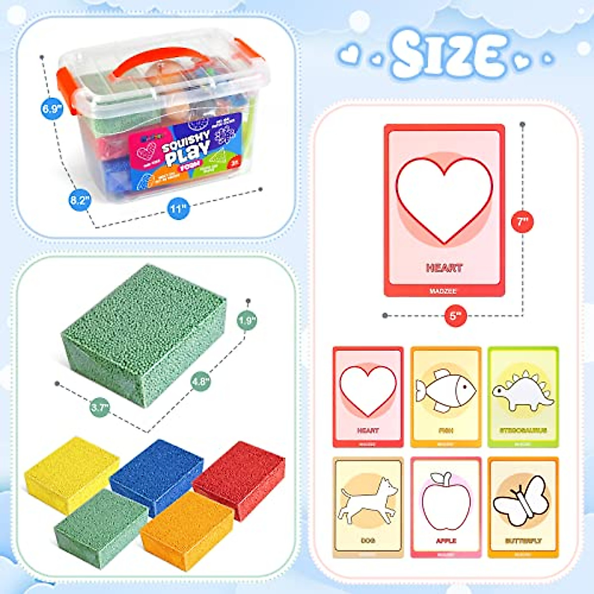 Modeling Clay Foam Beads Play Kit, 5 Blocks of Sensory Toys for Kids Fine Motor Skills Toys, Preschool Educational Learning Toy