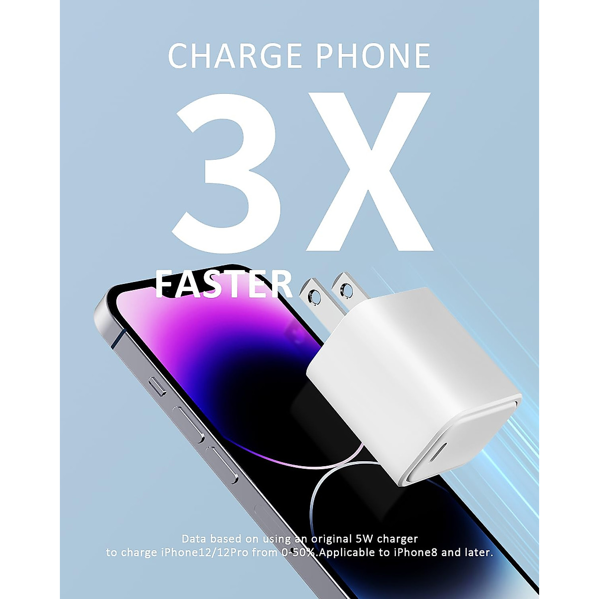 USB C Wall Charger, 2-Pack 20W USB-C Power Adapter Charger Block Compact USB C Charger Fast Charging Adapter for iPhone 15 14 13 12 11, 15Pro,15Pro Max,15Plus,Xs/X, iPad and More