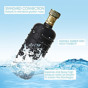 Drain Bladder Unclogs Main Drain&Sewer Line,Water-Powered Drain Cleaning Bladder Fits 1 to 6 Inch Drain Pipe Unclogs Stubborn Blockages for Bathroom Sink,Swimming Pool Drain,Basement,Bathtub,Shower