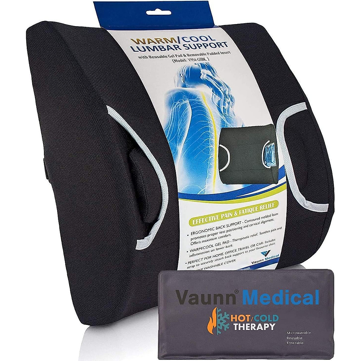 Vaunn Medical Seat Cushion, Lumbar Support Pillow for Office Chair with Removable Firm Insert