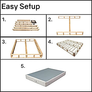 Spring Coil 8-Inch High Profile Mattress Foundation/Strong Wood Structure/Easy Simple Assembly Box Spring, Full, Off-White, Queen