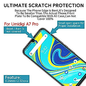 Ytaland for Umidigi A7 Pro Case,UMIDIGI A9 Pro Case with Tempered Glass Screen Protector. (3 in 1) Crystal Clear Soft Silicone Shockproof TPU Transparent Bumper Protective Phone Case Cover