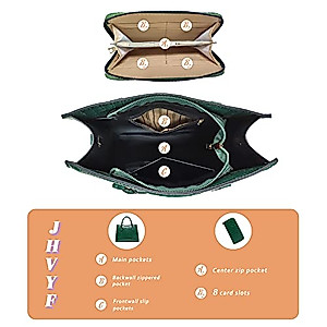 JHVYF Women Work Purses Satchel Crocodile Pattern Shoulder Bag Lady Retro Large Tote Bags Fashion Faux Patent Leather Top Handle Handbags with Matching Clutch 2pcs Set Green