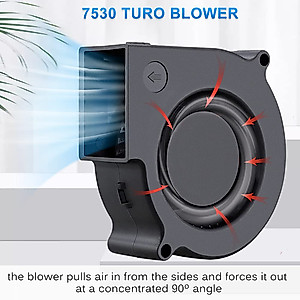 GDSTIME 75mm x 30mm 7530 DC 12 Volt Brushless Turbo Blower Cooling Fan 2Pin