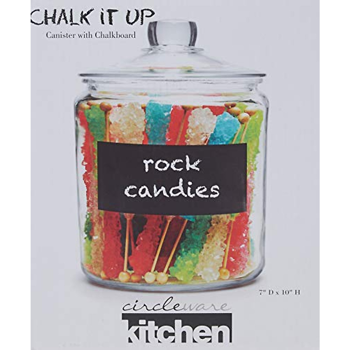 Circleware Large 1.1 Gallon Mason Jar Chalkboard Glass Canister with Lid and Handle, Kitchen Glassware Food Beverage Preserving Container.