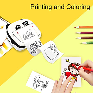 ADBEN Portable Children Instant Thermal Print Camera 2.4 Inch Screen 1080P Digital Camera Photo Selfie 1080P FHD Video Thermal Inkless Printing 3 Rolls White Print Paper Learning Toy Birthday Gift for