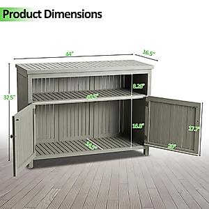 Spurgehom Outdoor Console Sideboards Buffet Cabinet, Solid Wood Storage Cabinet TV Stand,Furniture for Patio Entryway Deck(Grey)