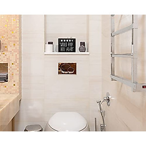 Pigort Funny Toliet Sign Decoration Box 5 Stars Would Here Again, Bathroom Sign Plaque 5"x6" Toilet Decor Rustic Wood Plaque - Funny Bathroom Signs