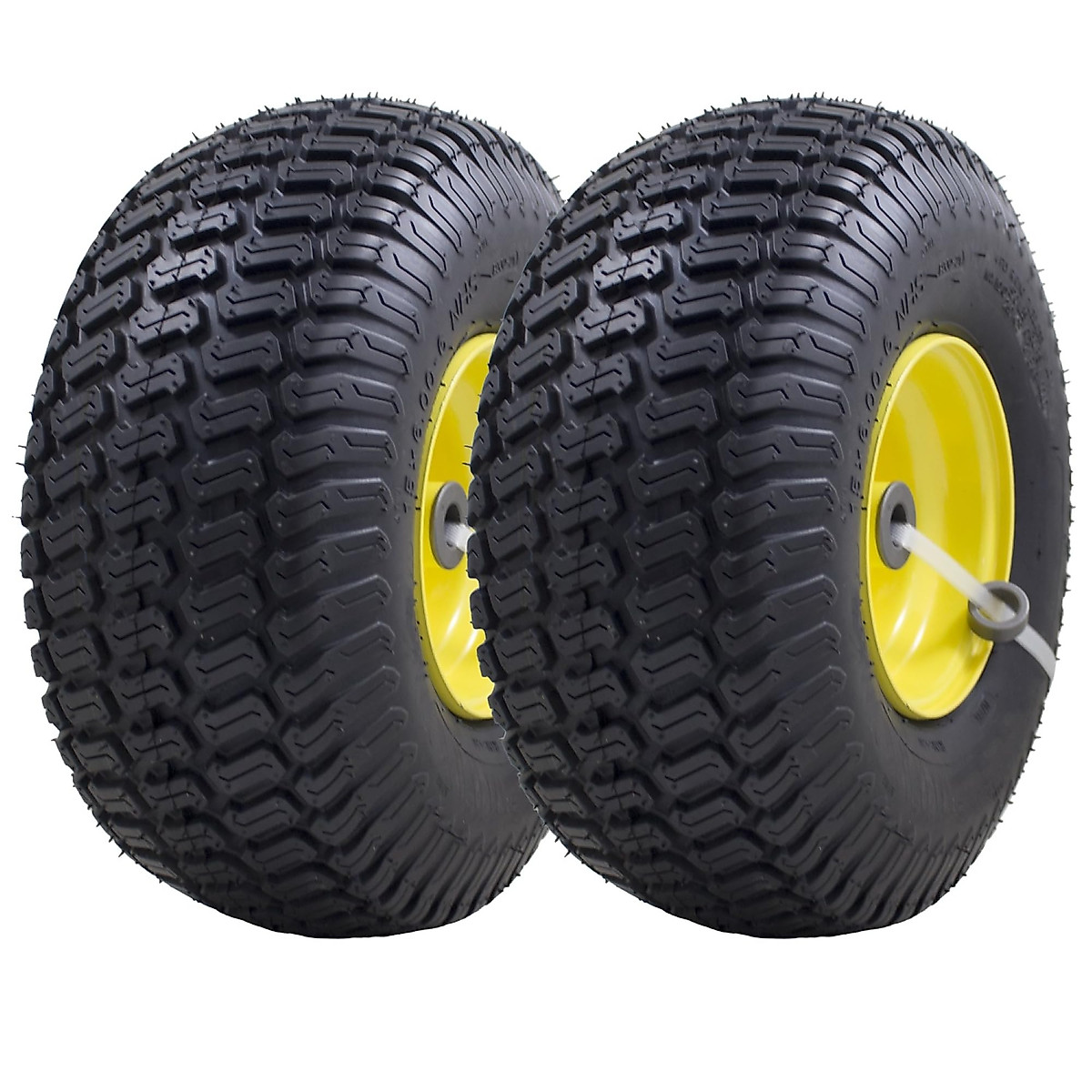 MARASTAR 21425 15x6.00-6 Tire and Wheel Assembly, Replacement Riding Lawn Mower Front Tires Compatible with 100 and 300 Series John Deere Riding Mowers, 2 pack