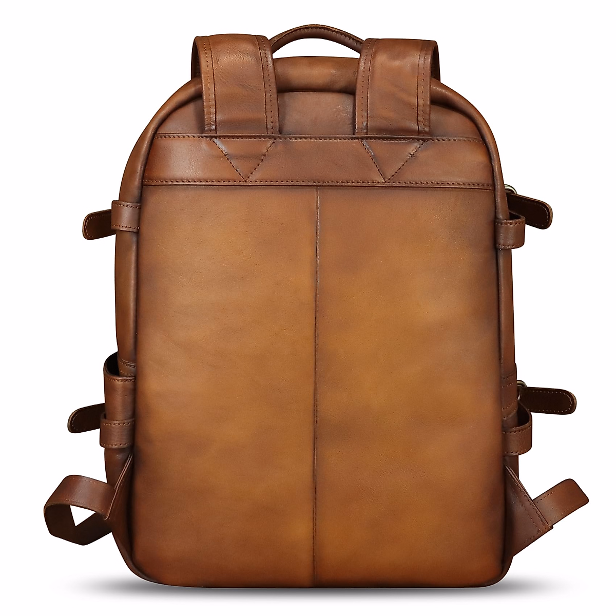 IVTG Genuine Leather Backpacks for Men Vintage Handmade High Capacity Leather Rucksack Casual Daypack Retro Knapsacks (Brown)