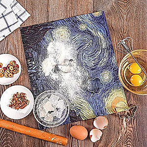 Menesia Tempered Glass Cutting Board for Kitchen, Van Gogh Design Blue Starry, Large Heat Resistant Cutting Boards, Dishwasher Safe Chopping Board(Large 12x14inch)