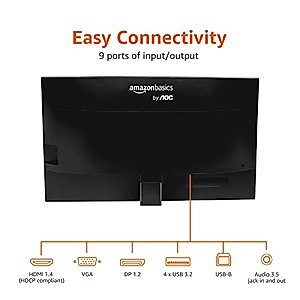 Amazon Basics - 27 Inch IPS Monitor 75 Hz Powered with AOC Technology FHD 1080P HDMI, Display Port and VGA Input VESA Compatible Built-in Speakers for Office and Home, Black