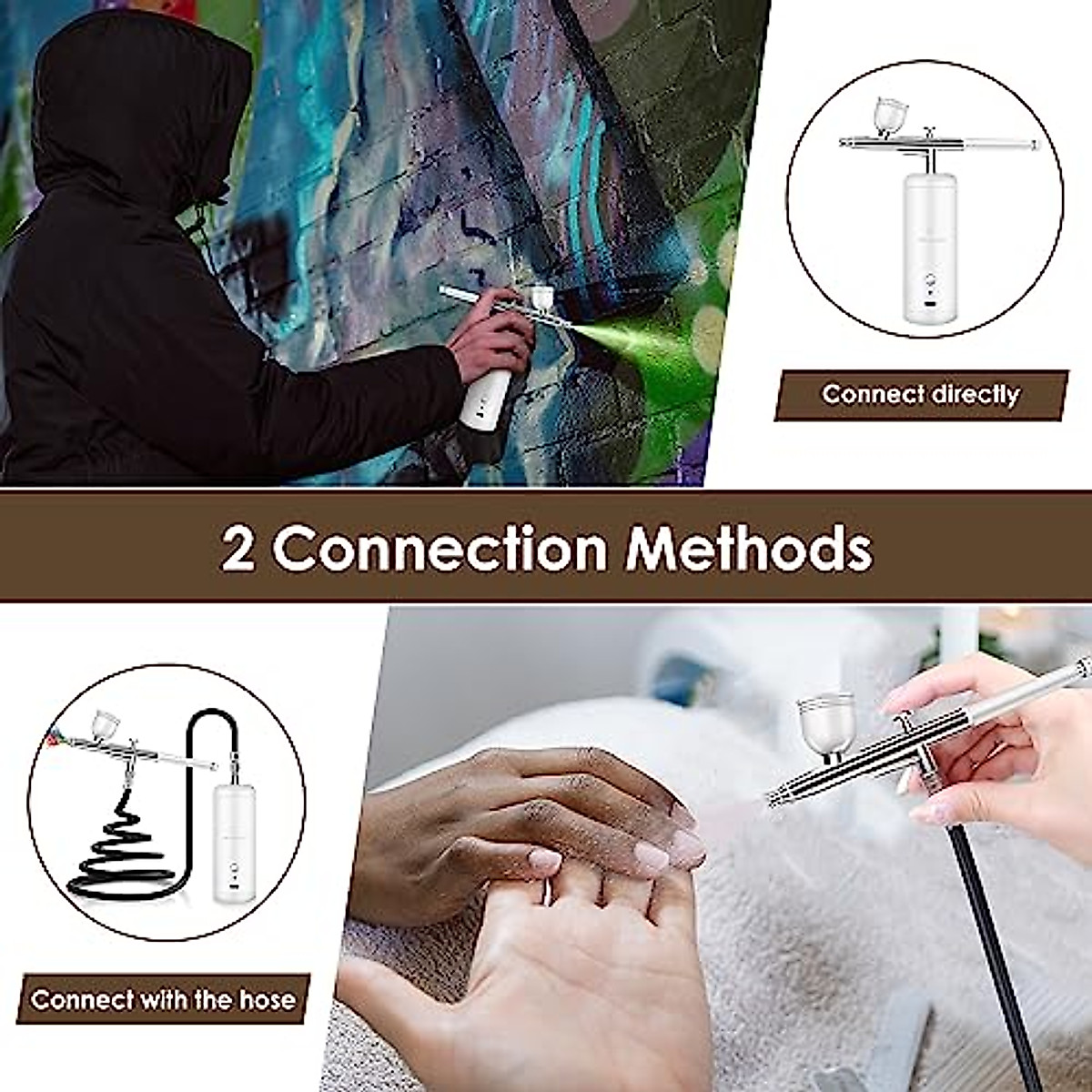 Rhinowisdom Airbrush Kit - Airbrush for Nails Cordless Air Brush Kit with Compressor, Nail Airbrush Machine for Makeup Painting Cake Decor Barbers