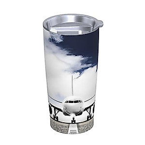 20oz Insulated Tumblers with Lids and Straws Aircraft Plane Stainless Steel Coffee Tumbler Cup Double Wall Vacuum Travel Coffee Mugs for Home, Office, Outdoor