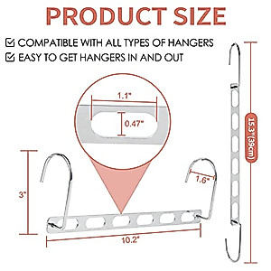 Space Saving Hangers, 10 Pack Metal Hanger Organizer, Space Saver Hangers, Collapsible Hangers for Heavy Clothes, Magic Hangers for Closet Organization and Storage, College Dorm Room Essentials