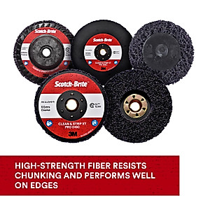 3M Scotch-Brite Clean and Strip XT Pro Disc, XO-DC, SiC Extra Coarse, T27, 4-1/2 in x 7/8 in, Pack of 10, Silicon Carbide Cuts Aggressively and Leaves a Fine Finish, Resists Loading, Purple
