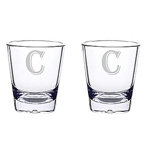 Alankathy Mugs Monogram letters shot glass 1.5 oz set of 2 (C)