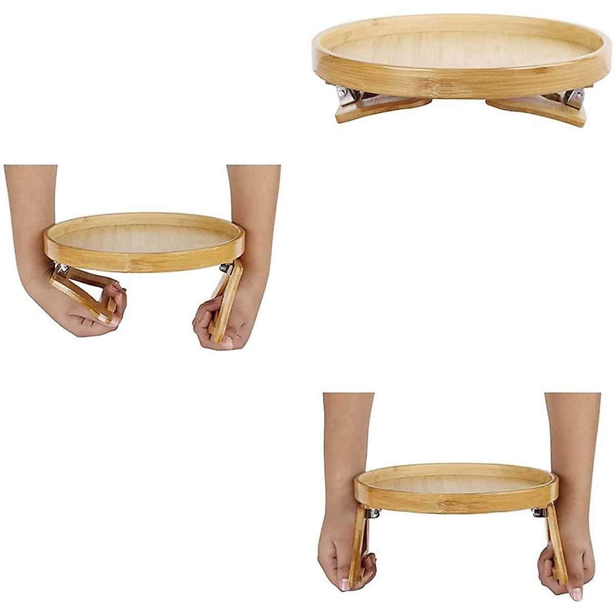 Couch Arm Table Tray, Wooden Sofa Tray Table, Durable Circular arm Tray with a Clip Design, Foldable Sofa Arm Tray, Armrest for Couch, Stable Sofa Arm Table for Eating and Drinking