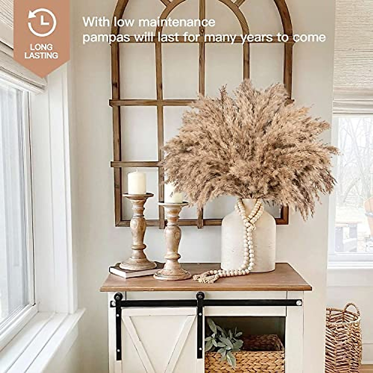 HUMINBO Pampas-Grass Pompous Dried Pampass Plants Fluffy Pompas Grasses 30 Stems Small Pompus Short