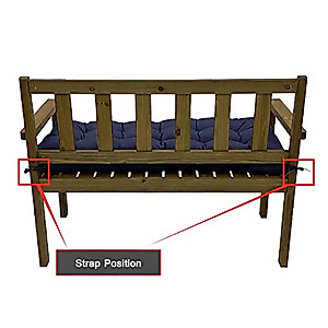 BOOMSHY 51"x20" Indoor/Outdoor Bench Cushion Cotton Garden Furniture Seat Cushion,Patio Wicker Seat Cushions with Ties for Lounger Garden Furniture Patio Lounger Bench (Navy Blue)