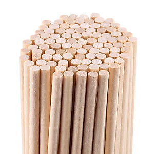 Senkary Wooden Dowel Rods 1/8 x 12 Inch Unfinished Natural Wood Craft Dowel Rods, 100 Pieces