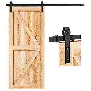 EaseLife 7.5 FT Heavy Duty Sliding Barn Door Hardware Track Kit,Basic J Pulley,Slide Smoothly Quietly,Easy Install (7.5FT Track Kit for 40"~42" Wide Single Door)