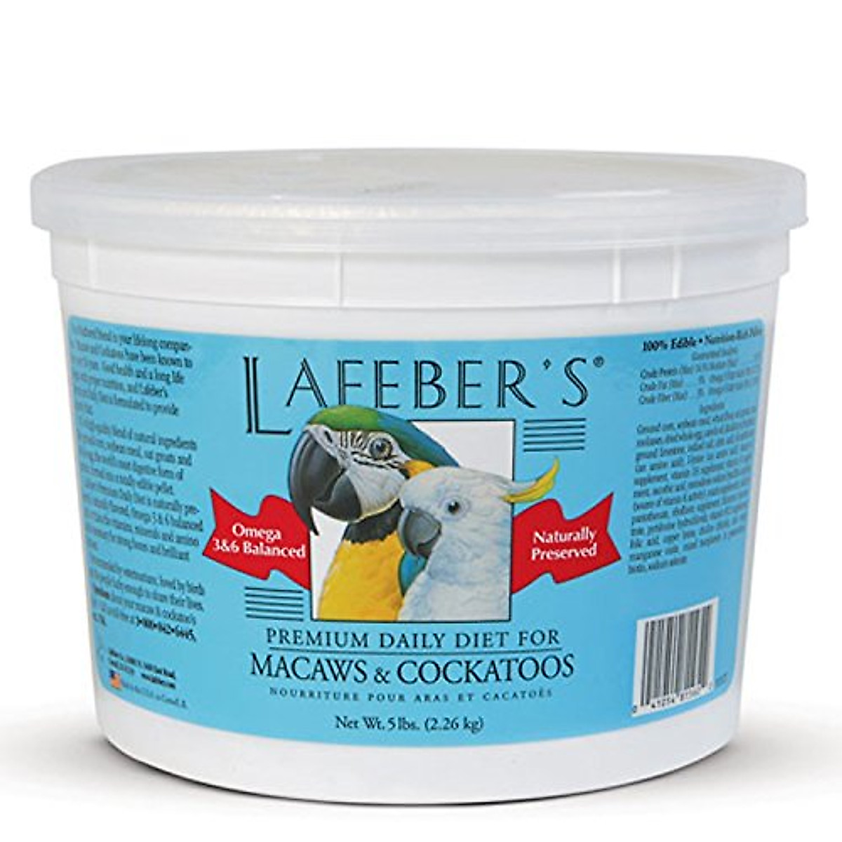 LAFEBER'S Premium Daily Diet Pellets Pet Bird Food, Made with Non-GMO and Human-Grade Ingredients, for Macaws and Cockatoos, 5 lb