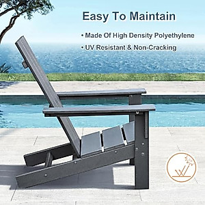 ATR ART TO REAL Adirondack Chair, Weather Resistant Fire Pit Chairs Plastic Outdoor Chairs for Patio Garden, Backyard, Lawn(Grey)