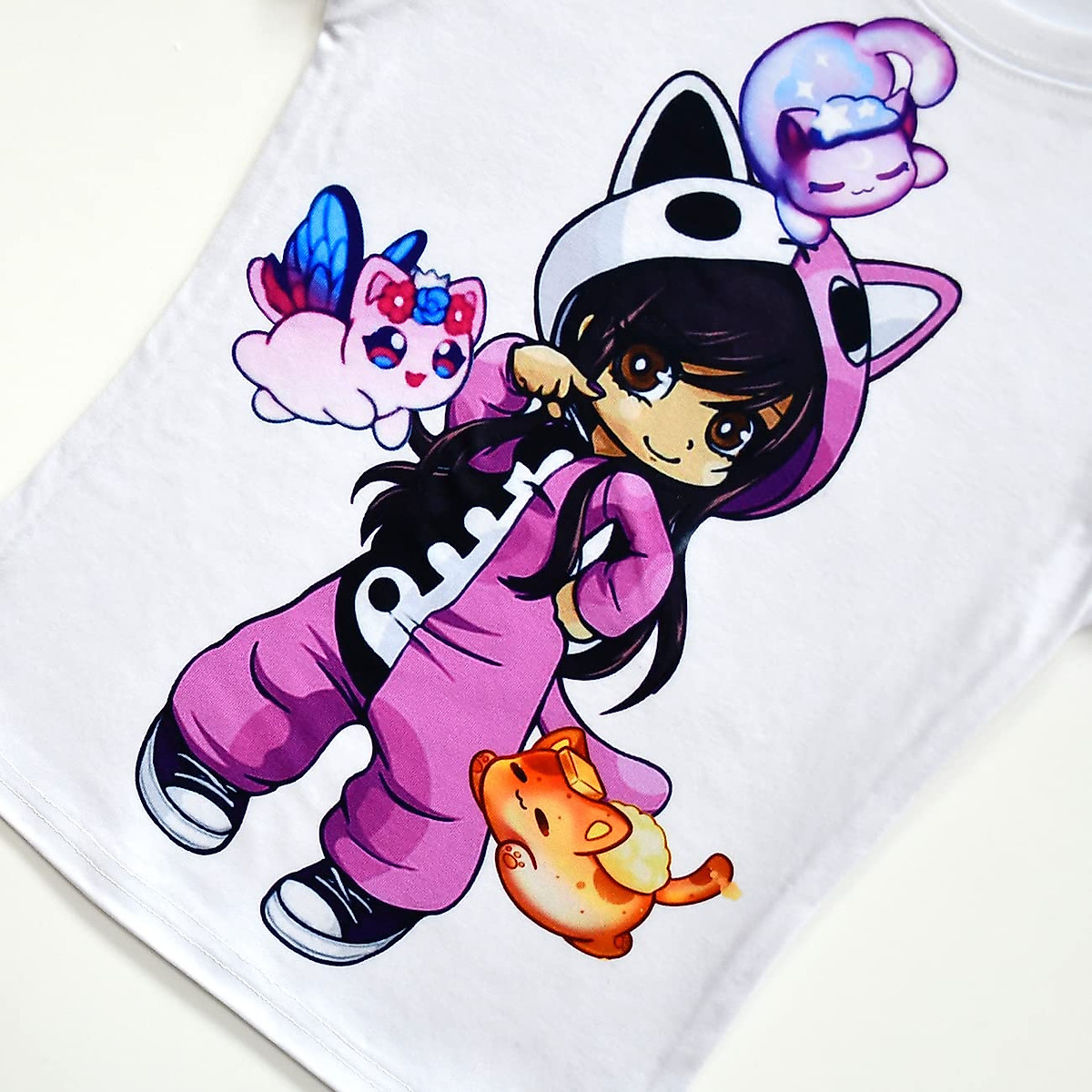 NOLLAM Fashion 3D Printing Game Short Dress Set Short Sleeve Shirt 3 Piece Set (purple, S)