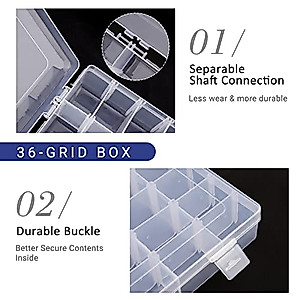 COSICS 3in1 Bead Organizer Storage Box, 66 Compartment Nail Rhinestone Clear Plastic Empty Container Case with Movable Divider, for Art Craft Hair Small Accessory Jewelry Diamond Charms Gem Makeup