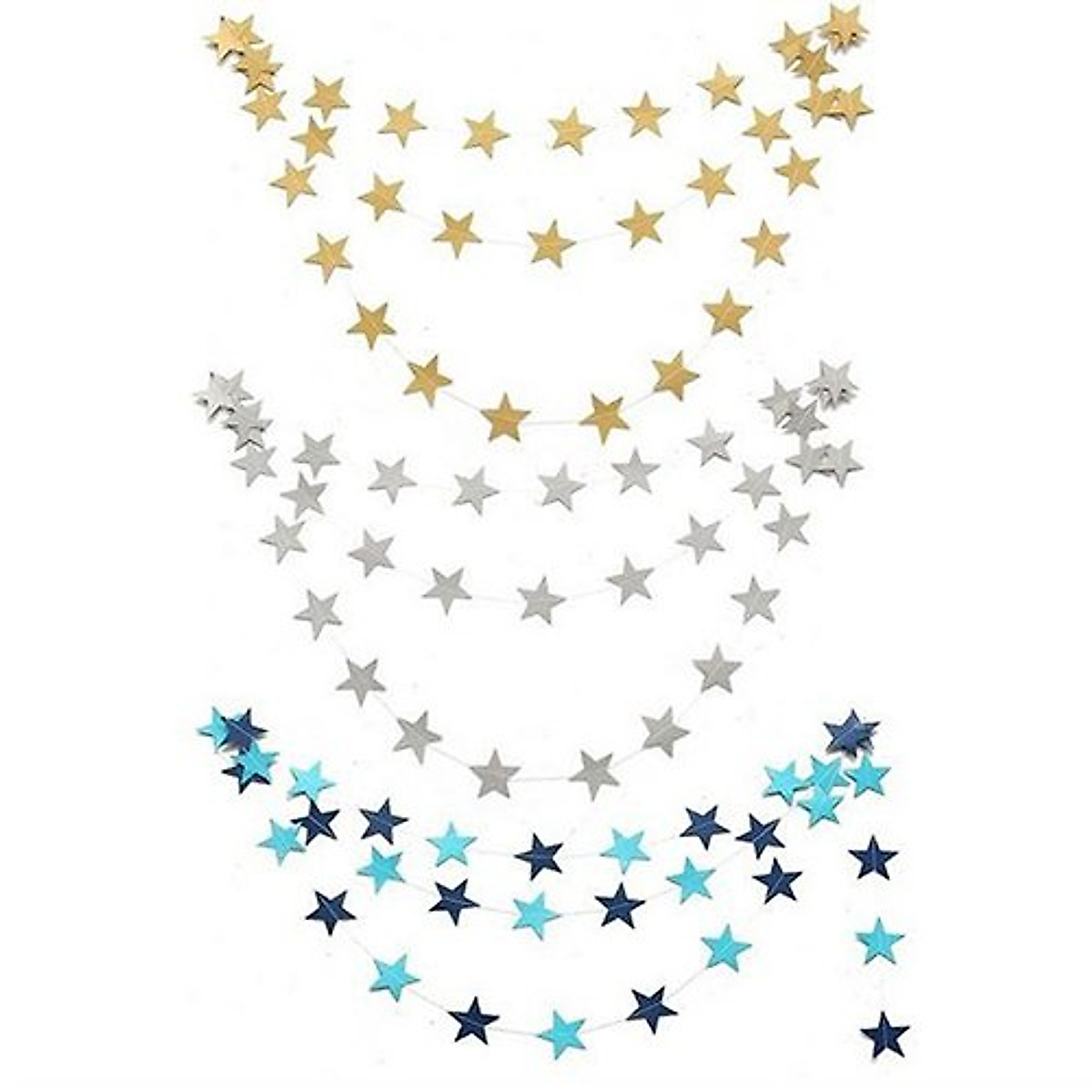 PAPABA 4m Long Paper Star Garland Star String Party Garland Banner for Wedding Birthday Party Baby Shower Decor Gold
