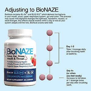 Bionaze Oral Probiotic K12 & BL-04 for Sinus, Tonsil Stones, Bad Breath, Post Nasal Drip, Throat, Mouth, Teeth & Gut - Improve Oral & Respiratory Health. Clinically Proven Oral Probiotic Strains 30 ct
