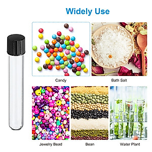 PATIKIL 10ml Test Tubes, 20pcs 3.94x0.63in Glass Clear Round Bottom Test Tube Containers with Plastic Cap for Bead Party Candy Bath Salt Storage Scientific Experiment Plant Propagation