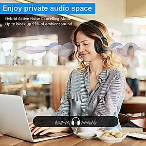 Lavales Bluetooth Headphones Over Ear, 60H Playtime Active Noise Canceling Wireless Headphones with Microphone for TV, Low Latency Headset for Home HiFi Stereo Office Cellphone PC