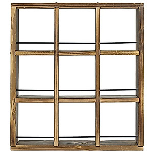 MyGift Wall Mounted Coffee Mug Display Rack, Rustic Burnt Wood Collectible Travel Mug Cup Holder Shadow Box Shelf