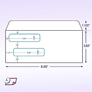 NextDayLabels - Box of 500# 8 Self Seal Double Window Security Check Envelopes